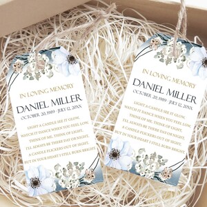 Funeral Favor Tag Template | Printable Funeral Gift Tag | in Loving ...