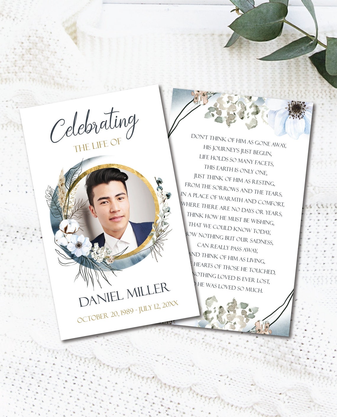 Funeral Cards Template Funeral Prayer Card Trauerkarte Memorial Cards ...