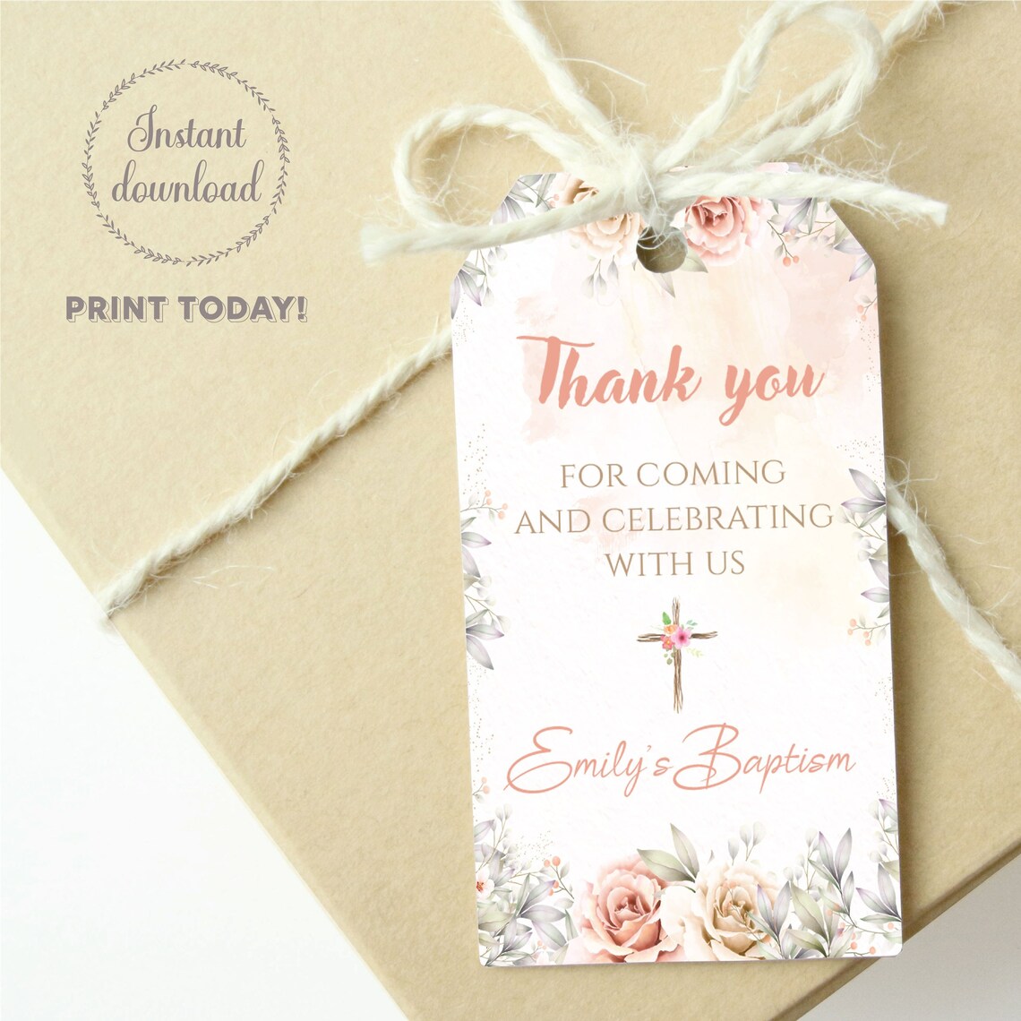 Baptism Favor Gift Tag Template | Baptism Favors Personalized | Thank ...