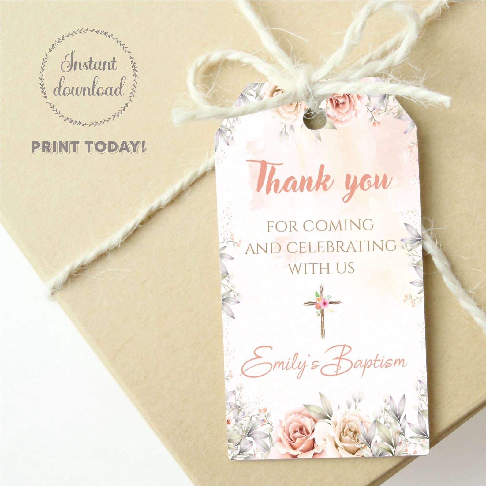 Baptism Favor Gift Tag Template Baptism Favors Personalized - Etsy