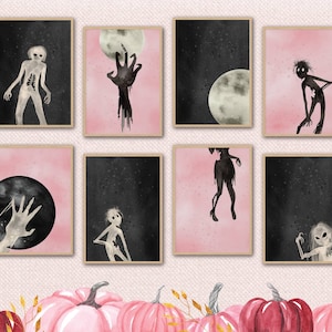 Pink Halloween Wall Art Pastel Halloween Zombie Poster Halloween ...