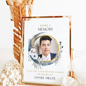 Funeral Share a Memory Sign | Printable Share a Memory Card | Blue ...