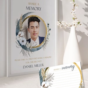 Funeral Share a Memory Sign | Printable Share a Memory Card | Blue ...