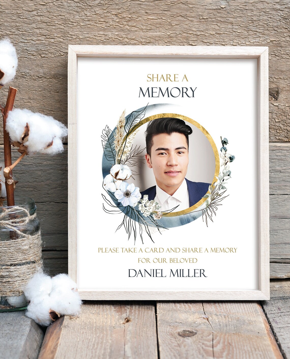 Funeral Share a Memory Sign | Printable Share a Memory Card | Blue ...