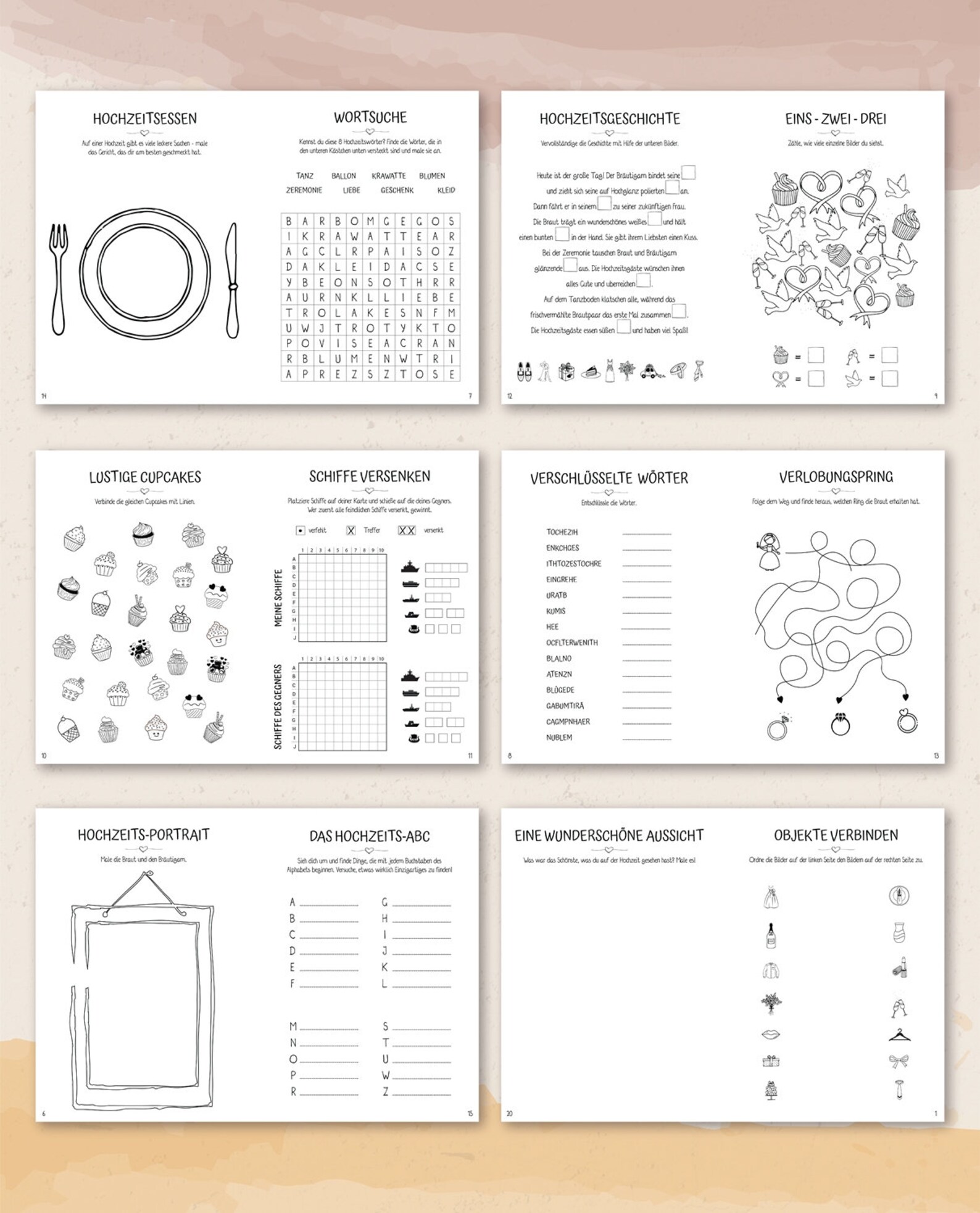 GERMAN Hochzeit Aktivitätenbuch für Kinder zum Ausdrucken - Etsy.de