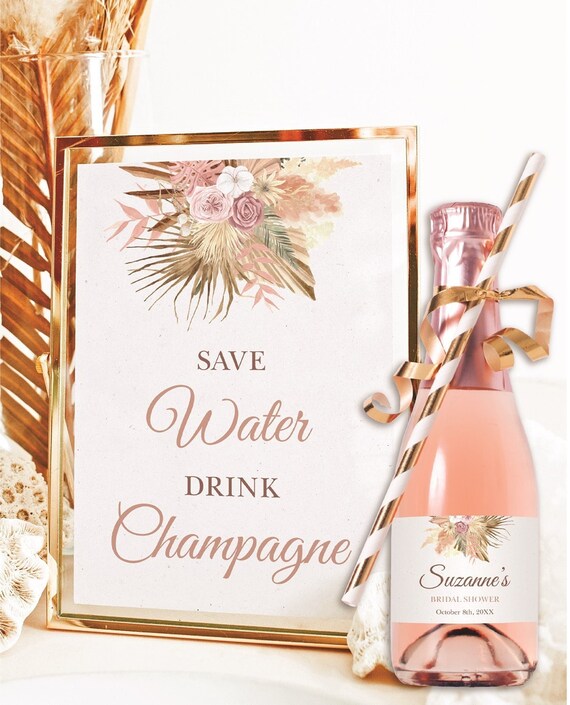 Pop the Champagne Sign Bridal Shower Mini Champagne Save | Etsy