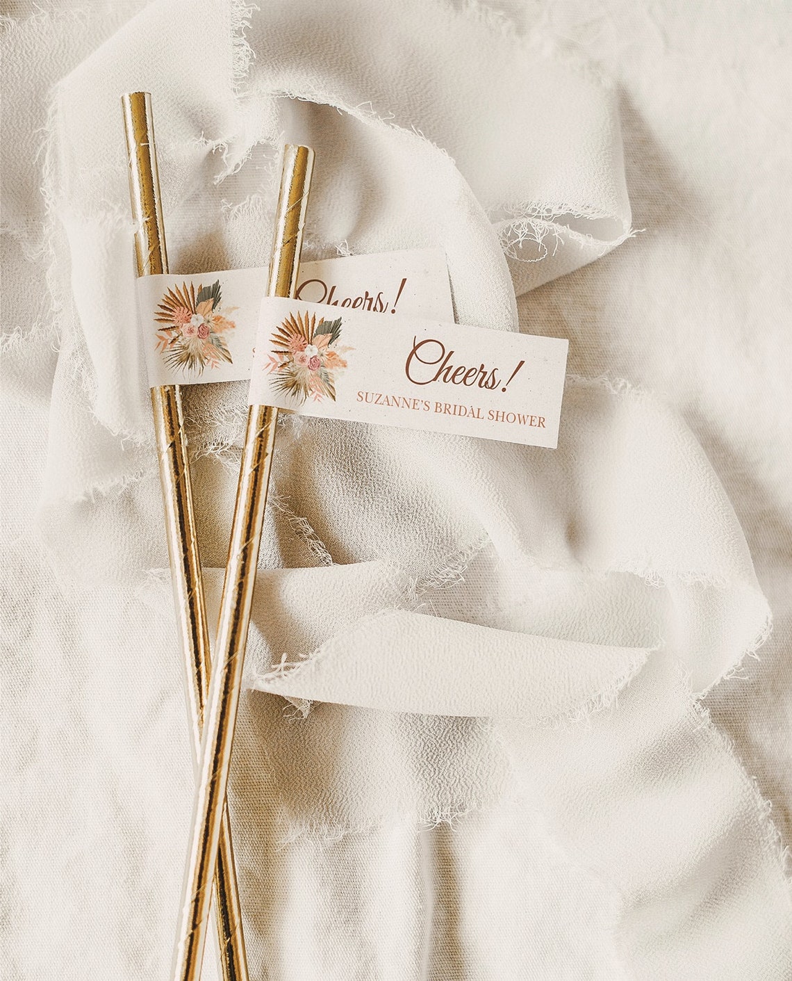 Editable Straw Labels Boho Straw Flags Bridal Shower - Etsy
