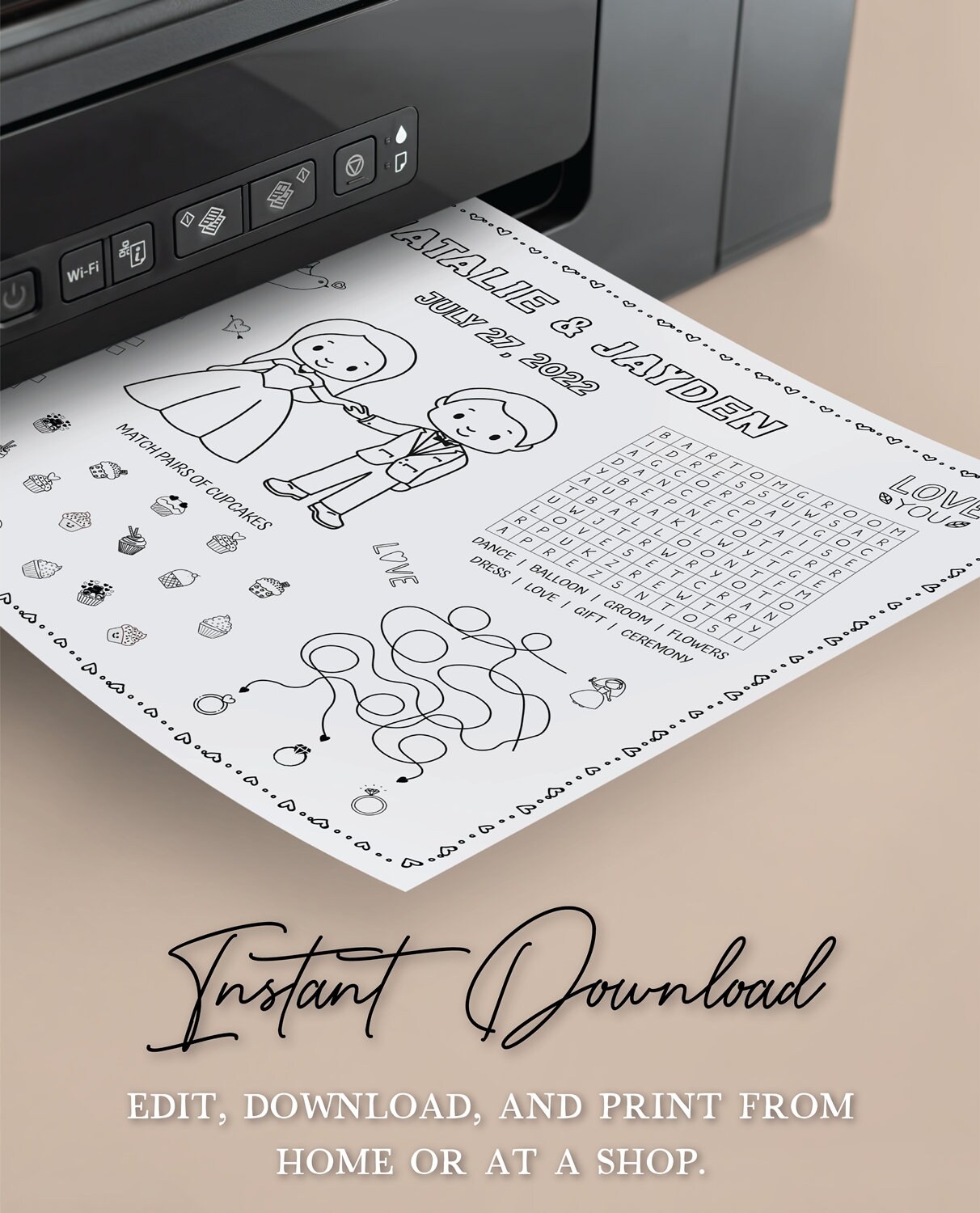 Wedding Activity Sheets Wedding Games for Kids Coloring - Etsy