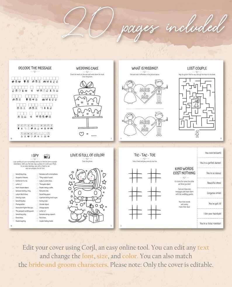 Wedding Activity Book for Kids Wedding Coloring Book Kids - Etsy