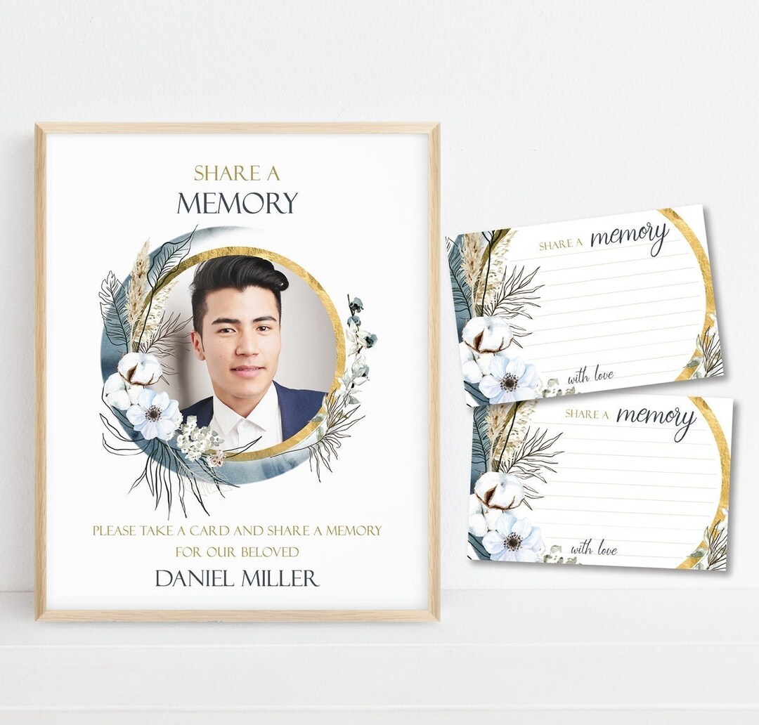 Funeral Share a Memory Sign | Printable Share a Memory Card | Blue ...