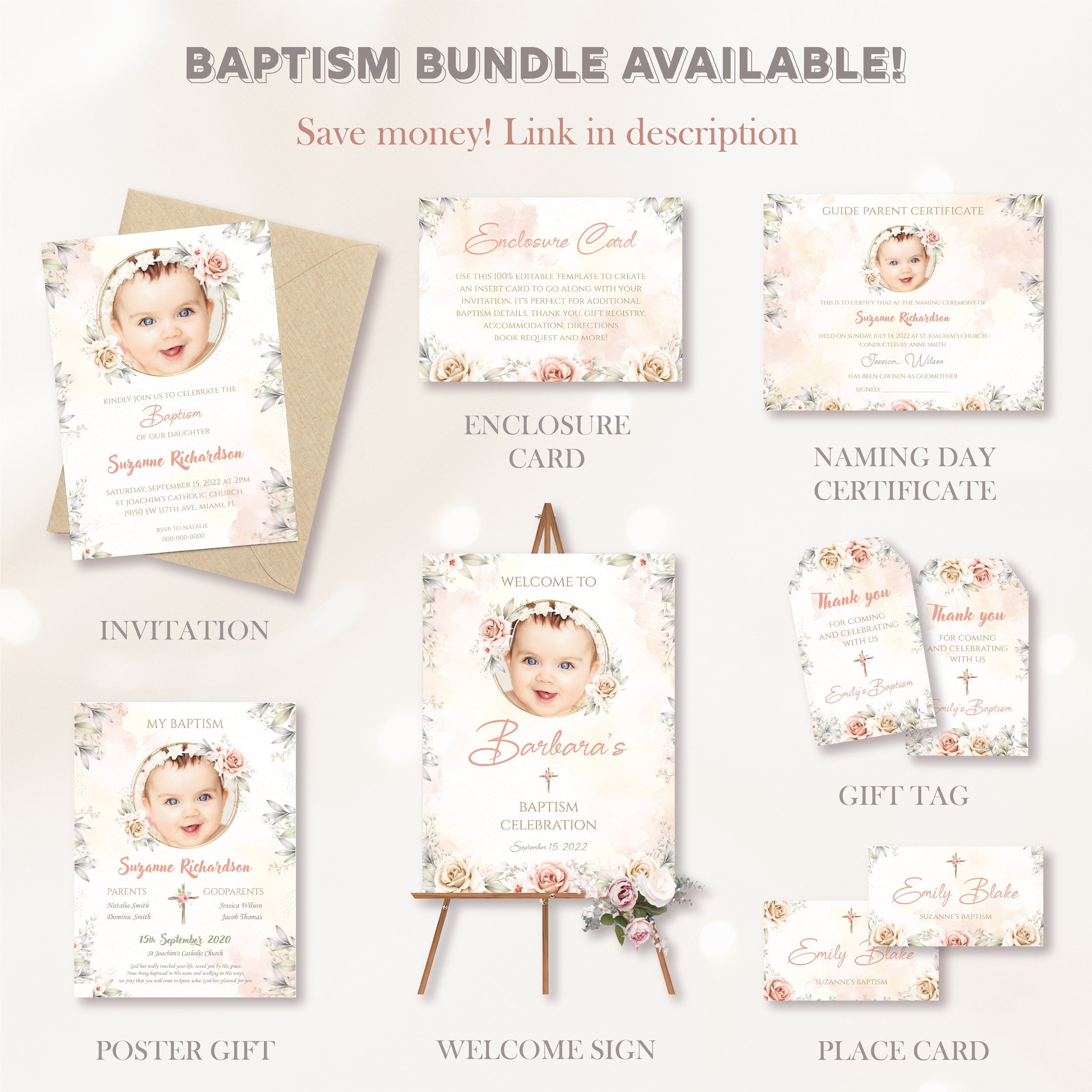 Baptism Welcome Sign Floral Baptism Editable Decorations - Etsy UK
