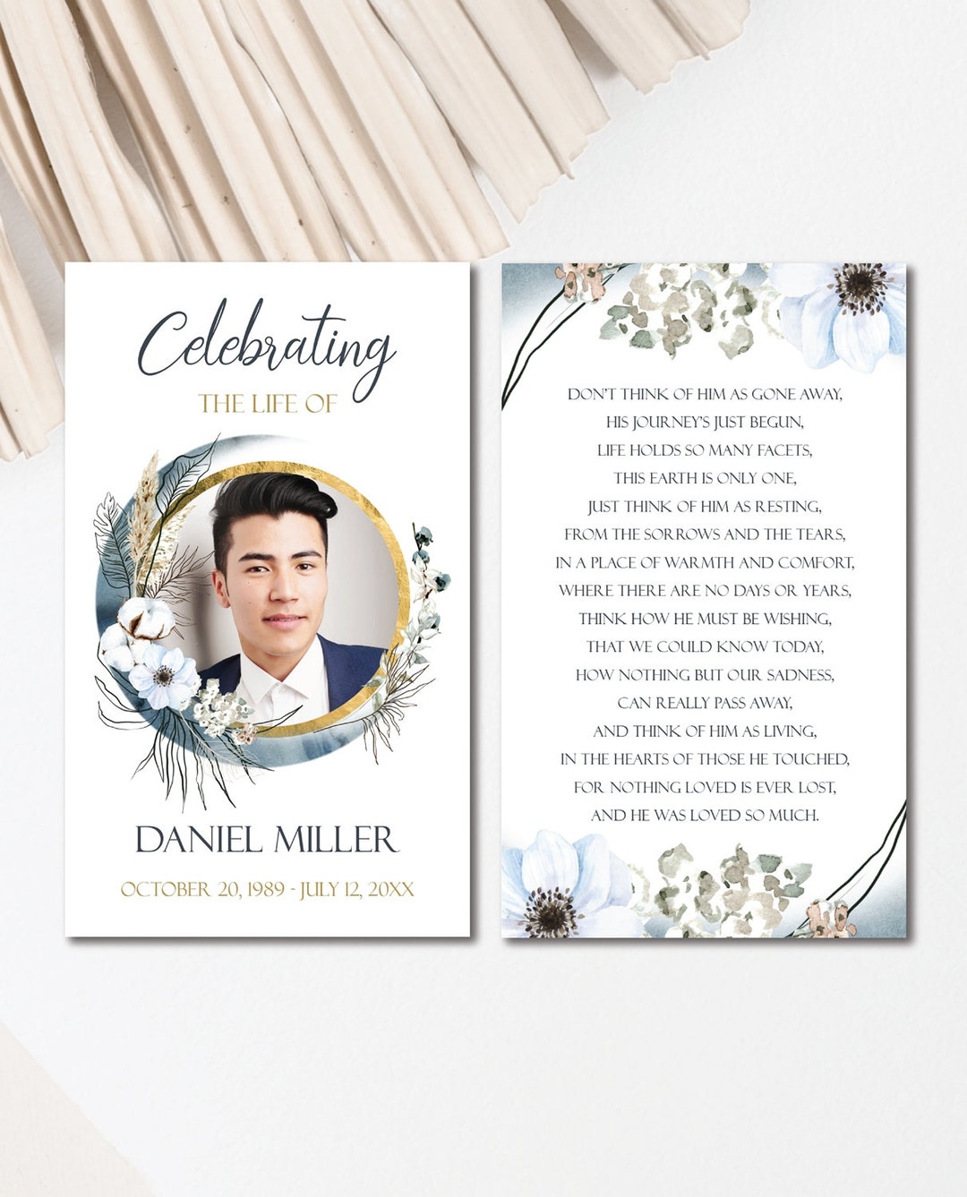 Funeral Cards Template Funeral Prayer Card Trauerkarte Memorial Cards ...