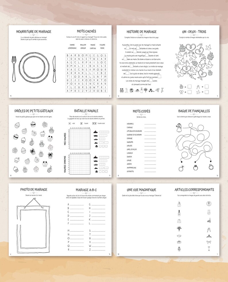 FRANÇAIS - Livre D'activités De Mariage Pour Les Enfants | Cahier De ...