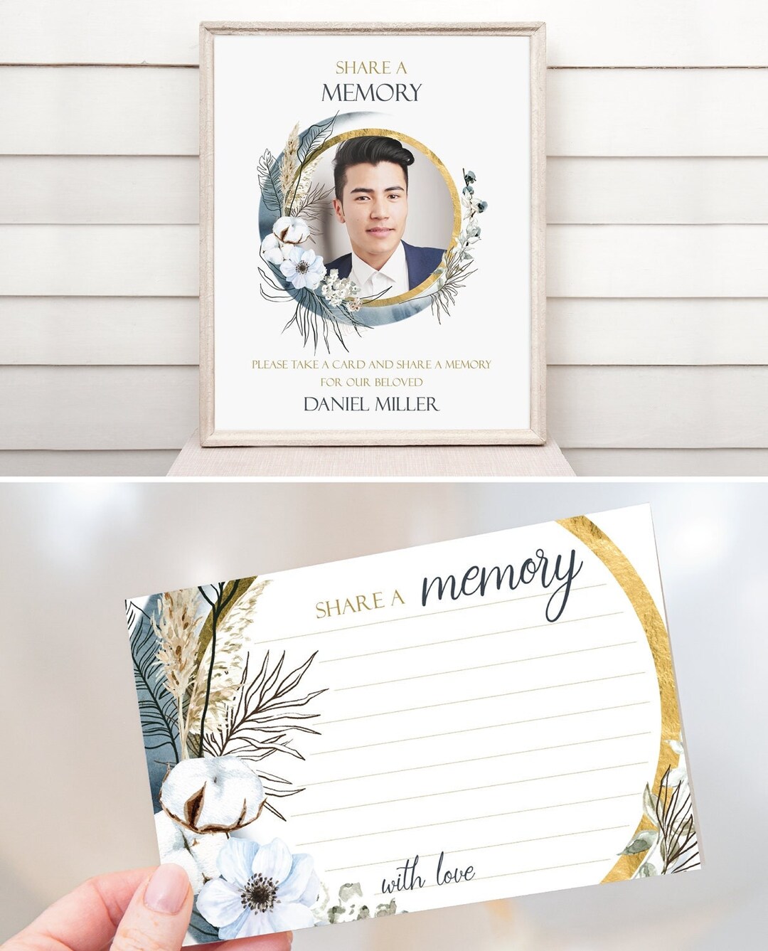 Funeral Share a Memory Sign | Printable Share a Memory Card | Blue ...