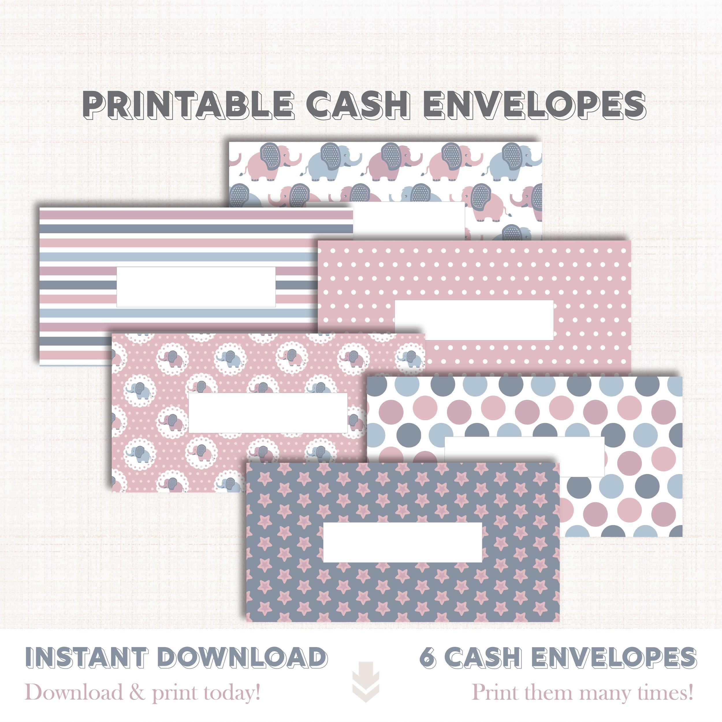 Elephant Cash Envelope for Kids Savings Envelope Template - Etsy