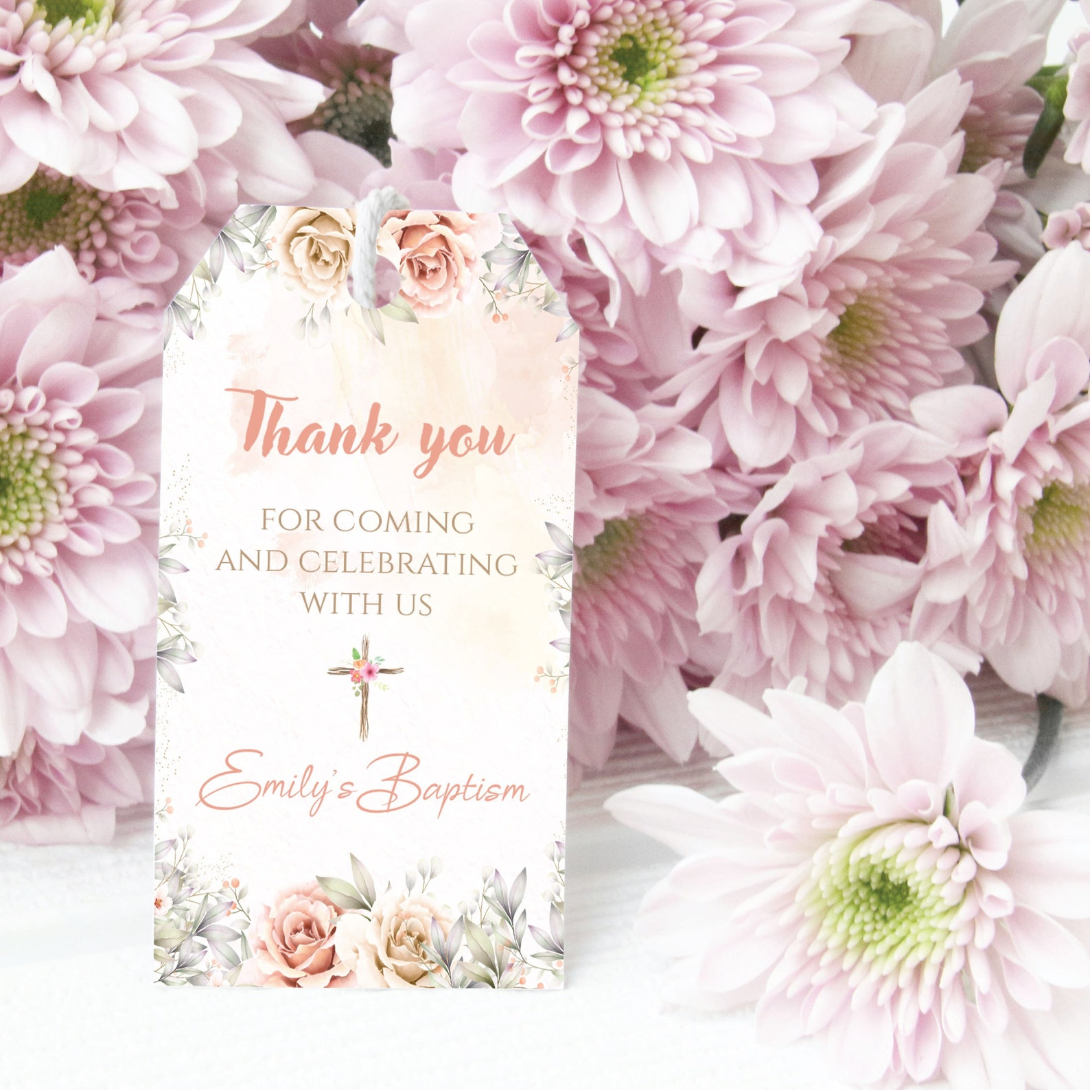 Baptism Favor Gift Tag Template | Baptism Favors Personalized | Thank ...