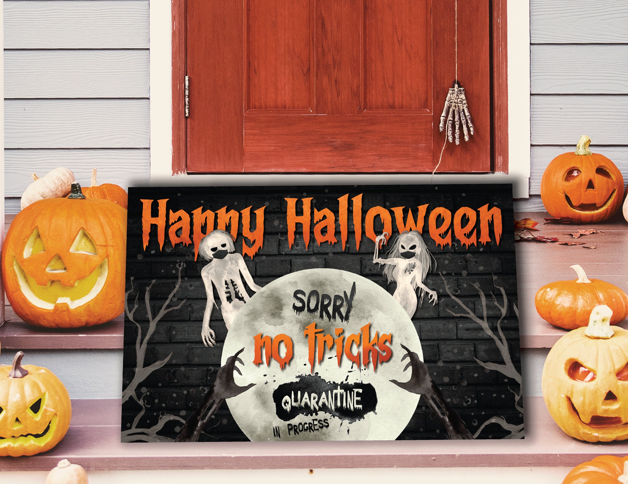 Halloween yard sign quarantine no candy lawn sign Halloween | Etsy