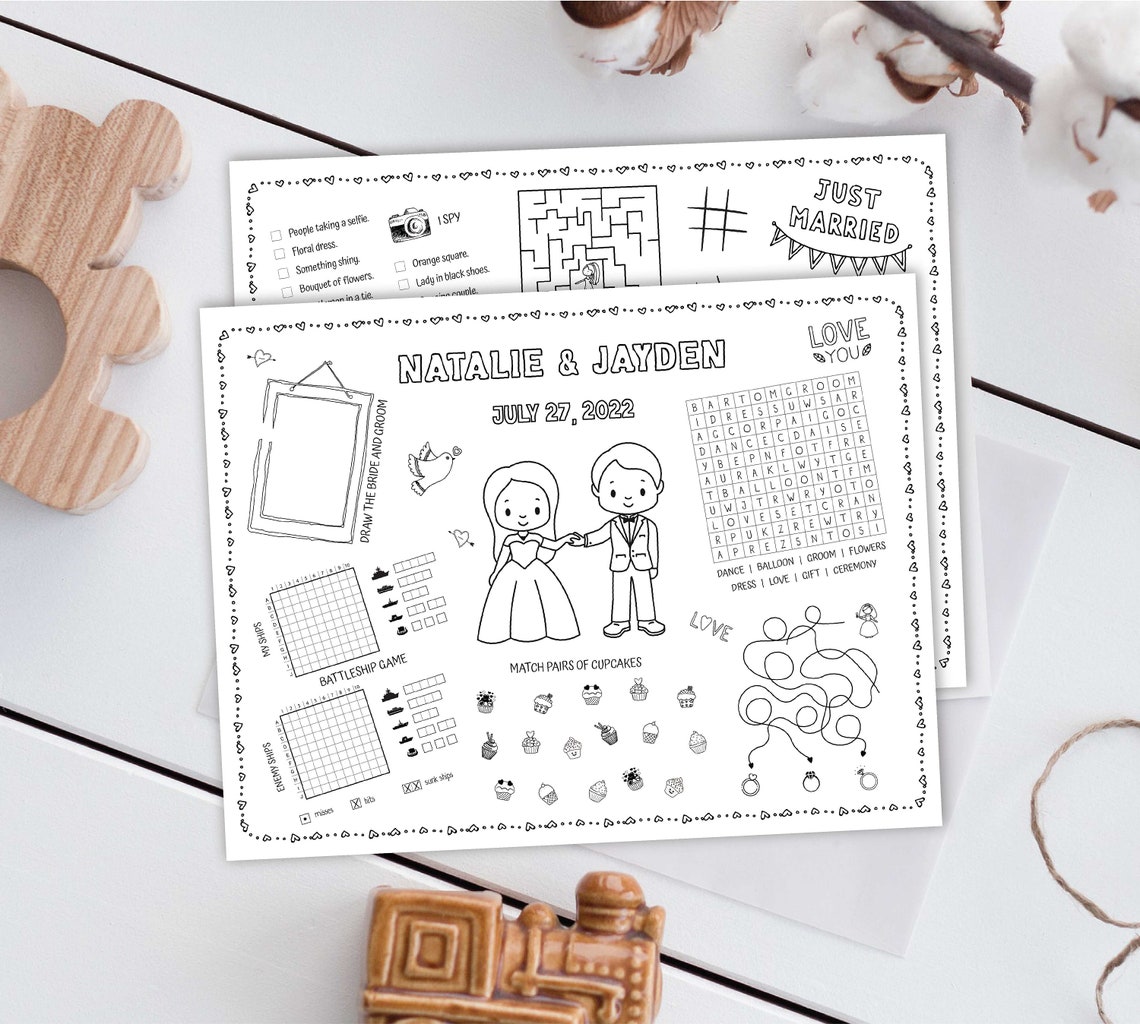 Wedding Activity Sheets Wedding Games for Kids Coloring - Etsy