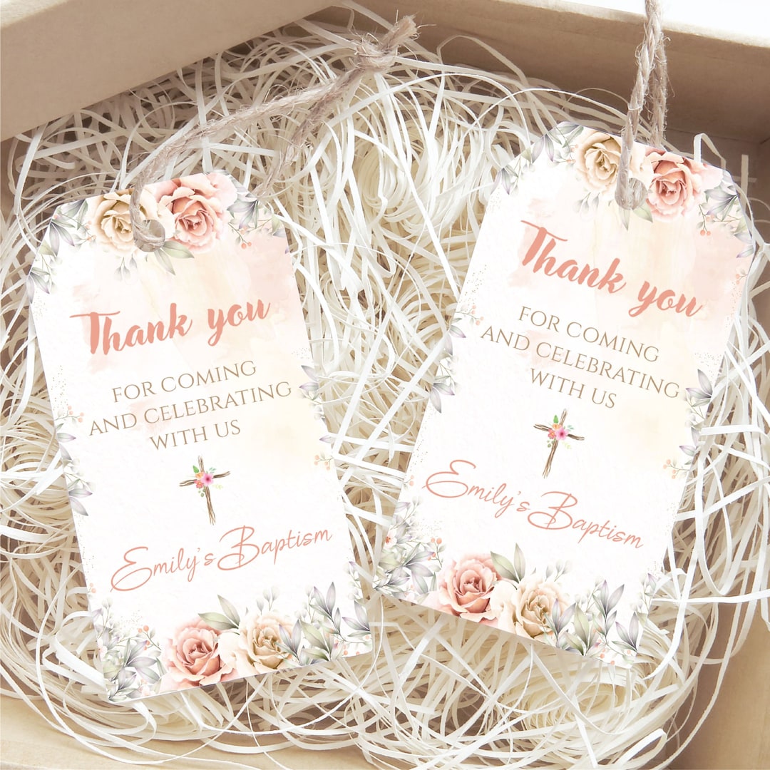 Baptism Thank You Gift Tag Template | Baptism Favors Personalized ...