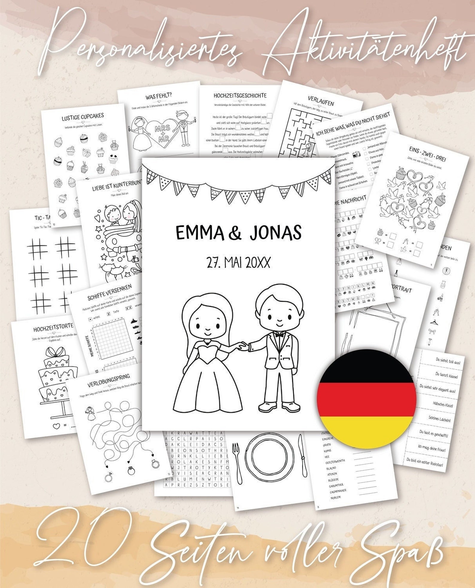 GERMAN Hochzeit Aktivitätenbuch für Kinder zum Ausdrucken - Etsy.de