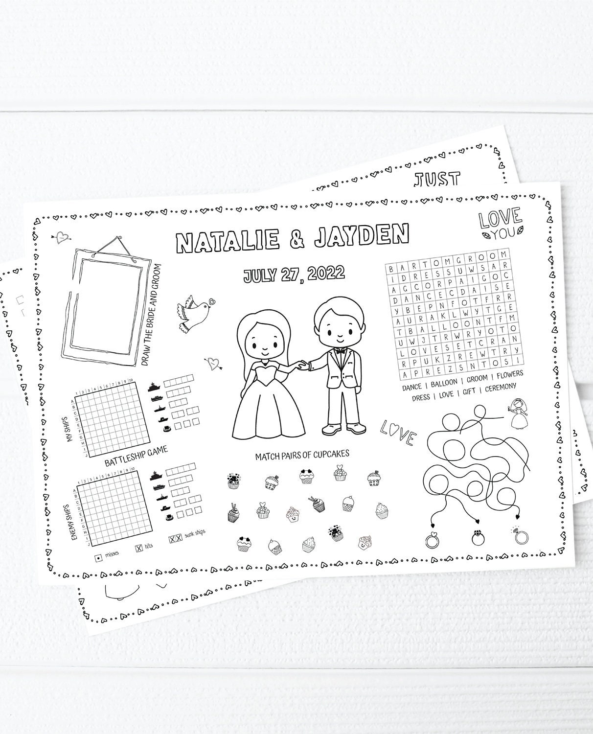 Wedding Activity Sheets Wedding Games for Kids Coloring - Etsy