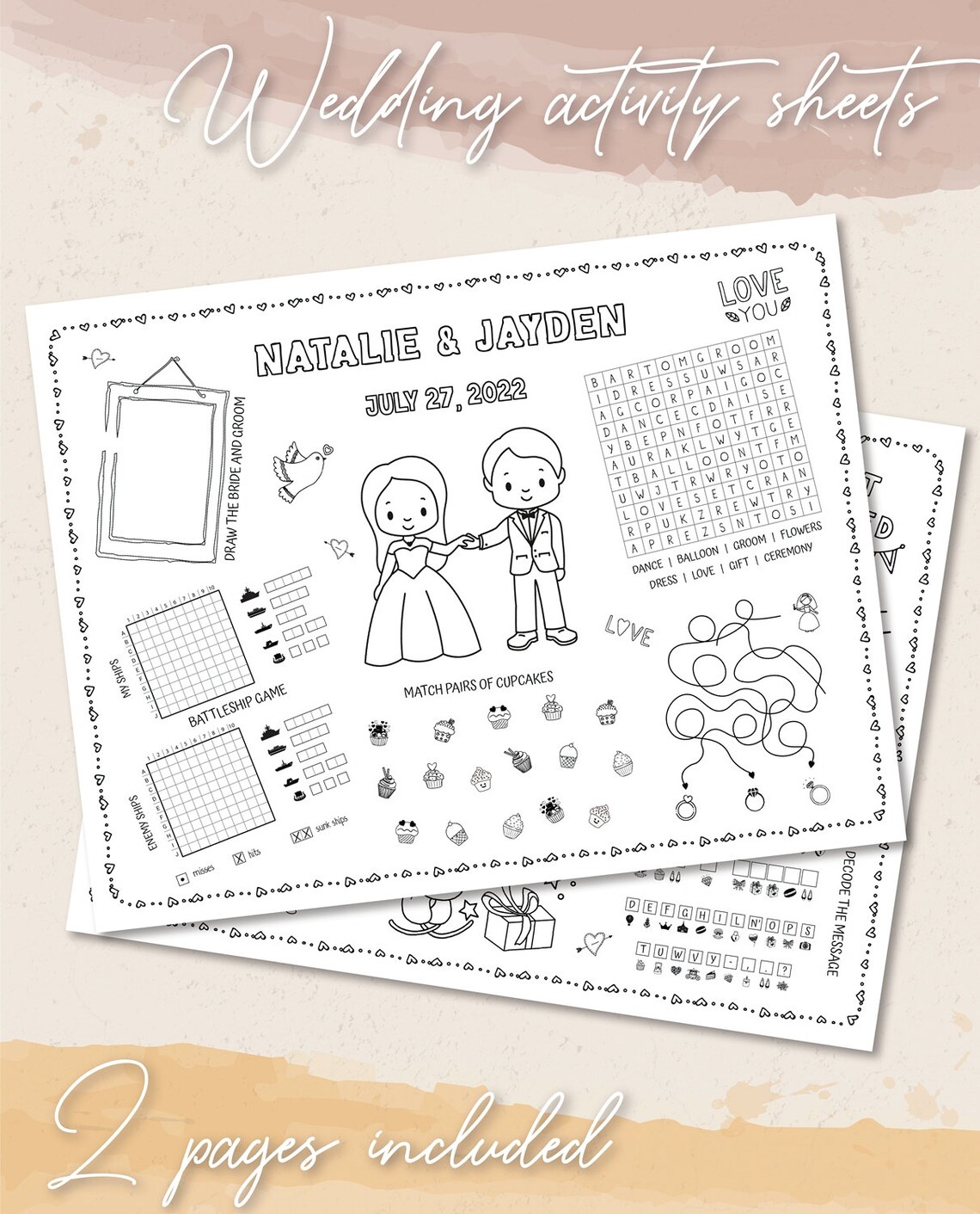 Wedding Activity Sheets Wedding Games for Kids Coloring - Etsy