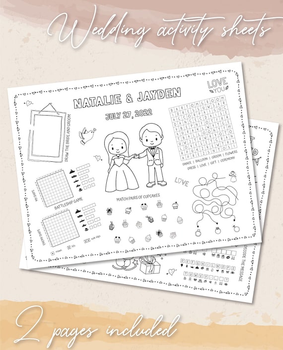 Wedding Activity Sheets Wedding Games for Kids Coloring - Etsy