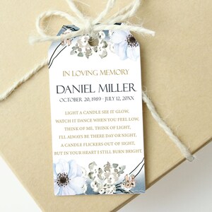 Funeral Favor Tag Template | Printable Funeral Gift Tag | in Loving ...