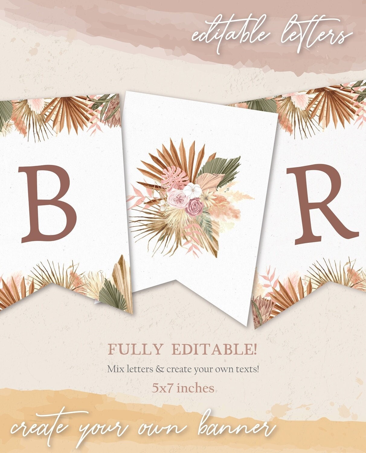 Boho Banner Template | Bridal Shower Welcome Banner | DIY Bachelorette ...