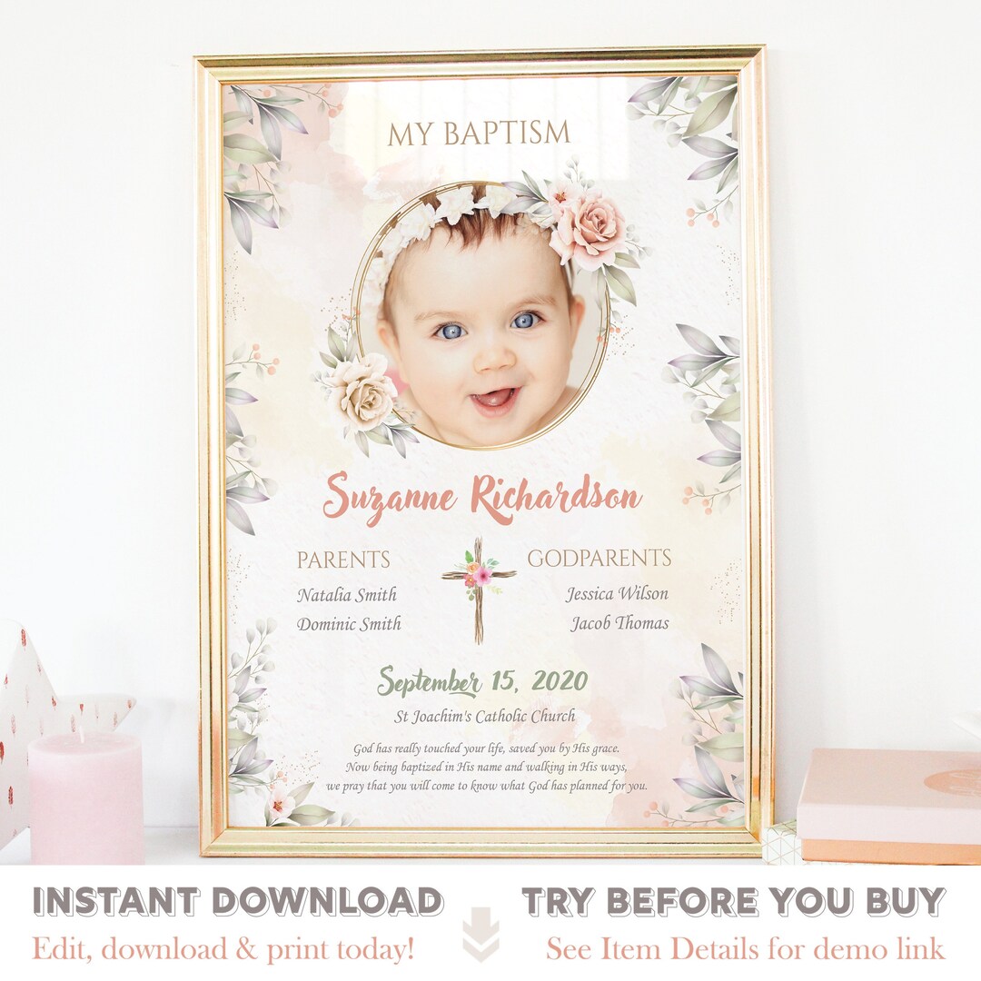Babtism Gift Girl | Baptism Chalkboard Sign | Baptism Picture Frame ...