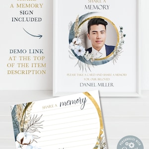 Funeral Share a Memory Sign | Printable Share a Memory Card | Blue ...