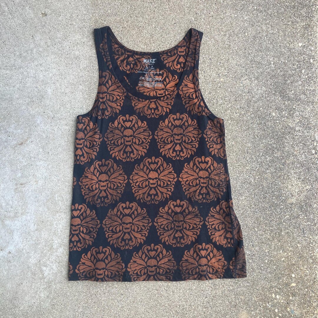 Skull Damask Gothic Bleach Dyed Women's Tank Top - Etsy