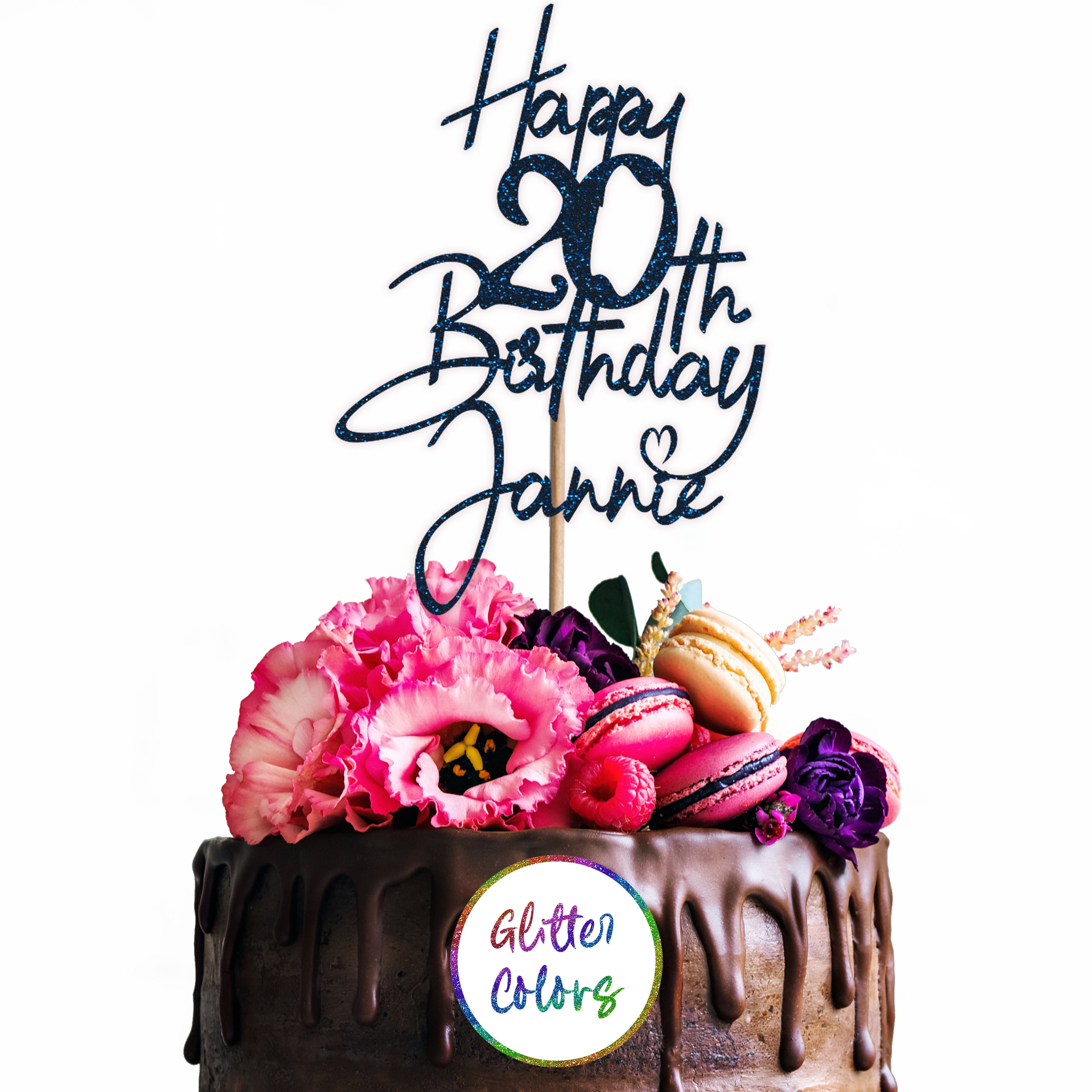 Cake Topper Personalised Custom Happy 20th Birthday Jannie - Etsy