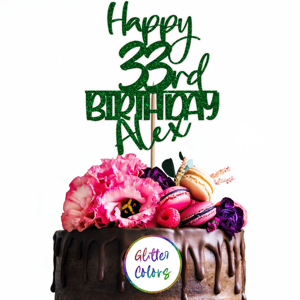 Cake Topper Personalised Custom Happy 33rd Birthday Any Name | Etsy