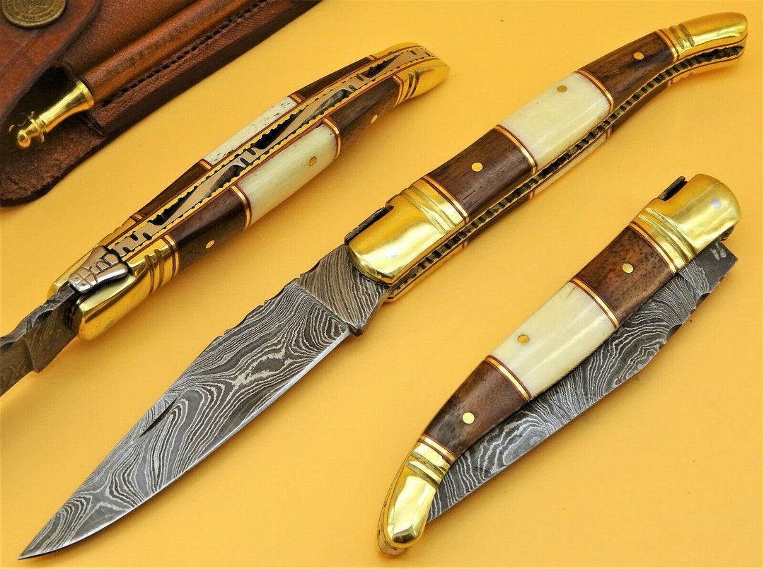 Elegant Damask Knife Laguiole Style 22 Cm Laguiole Damask Knife-pocket ...
