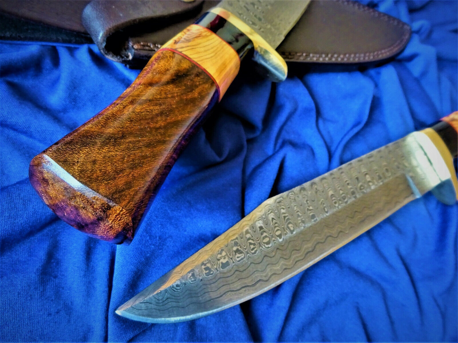 Caccia coltelli coltello Bowie Coltello lama in Damasco fatto | Etsy