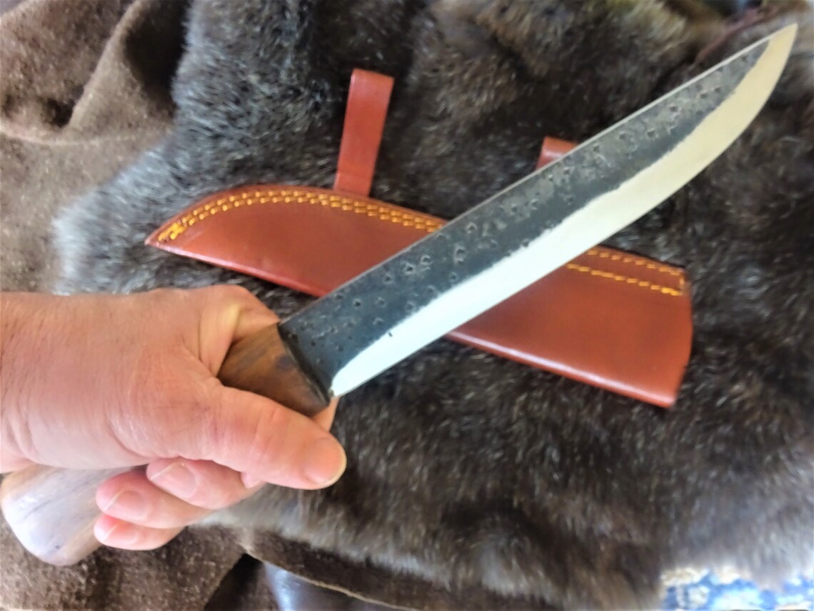 Beautiful rustic sax knife with carbon steel blade and wooden | Etsy