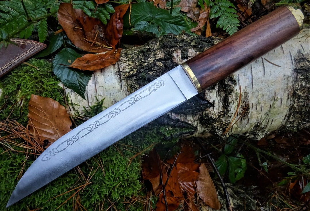 Large Sax Knife With Wooden Handle and Leather Sheath Sax-medieval ...