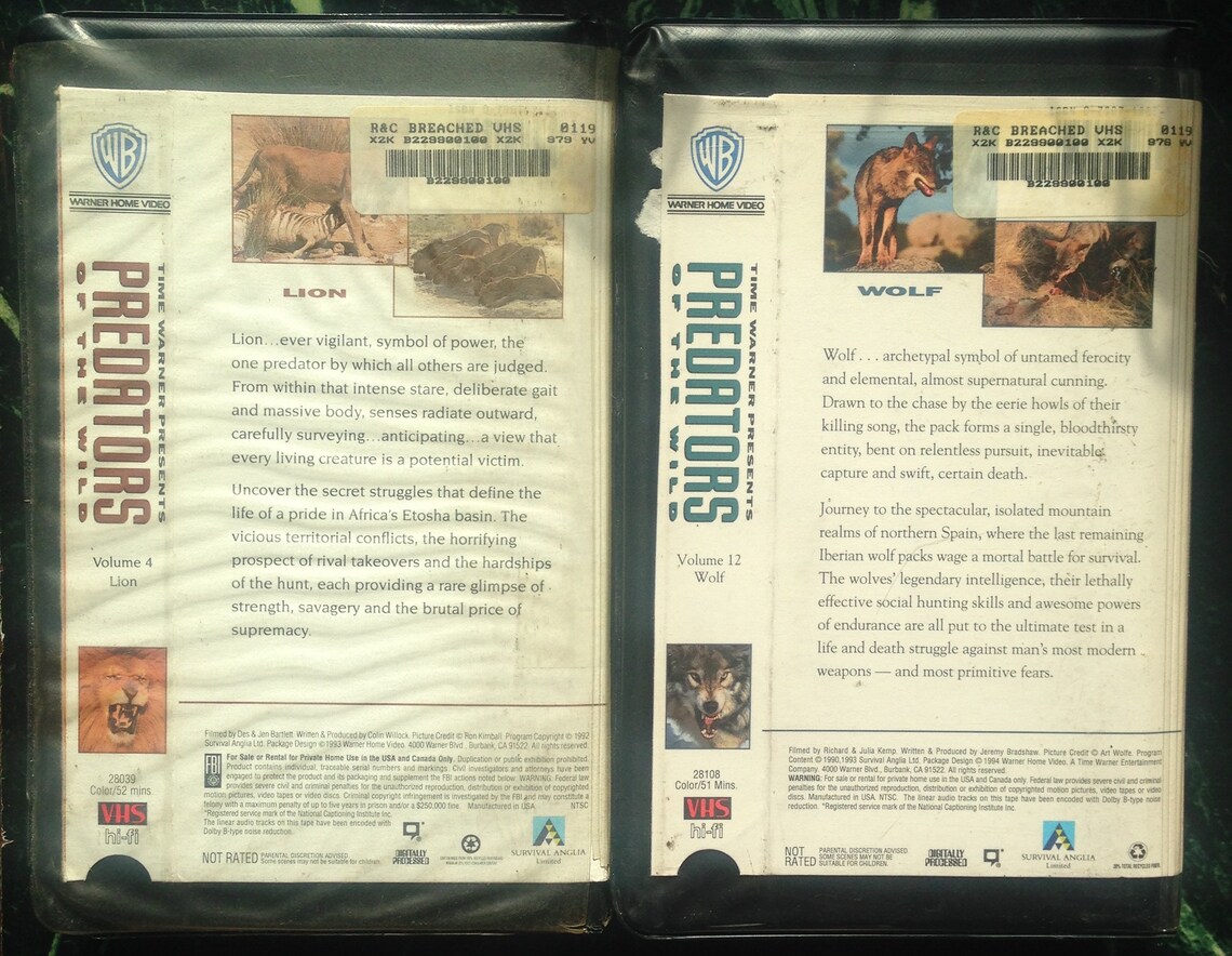 Predators of the Wild 2 VHS Lot Wolf Lion - Etsy