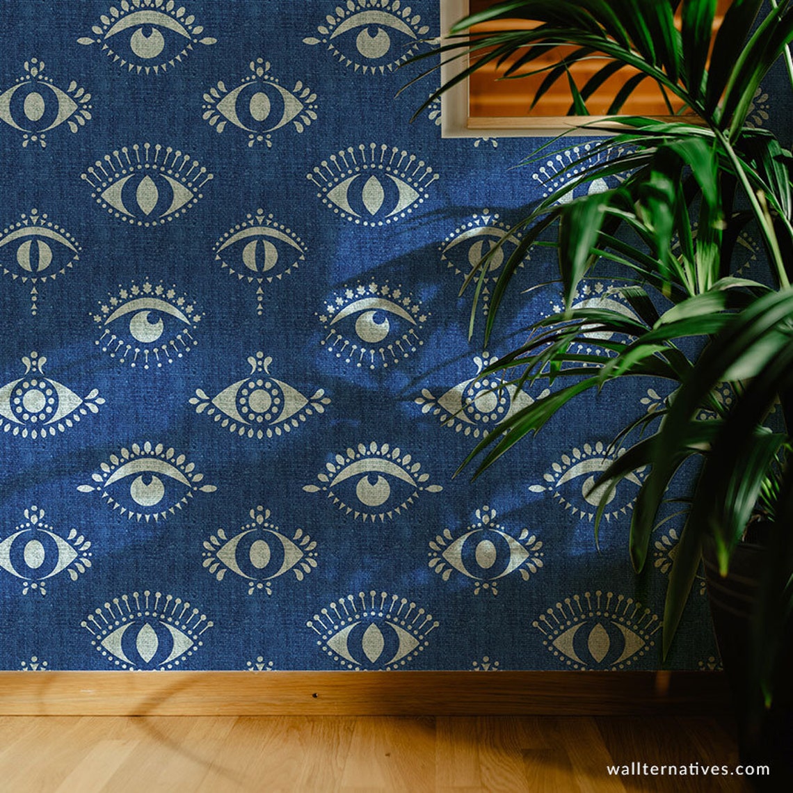 Protective Eyes Wallpaper Evil Eye Wall Art Design All - Etsy