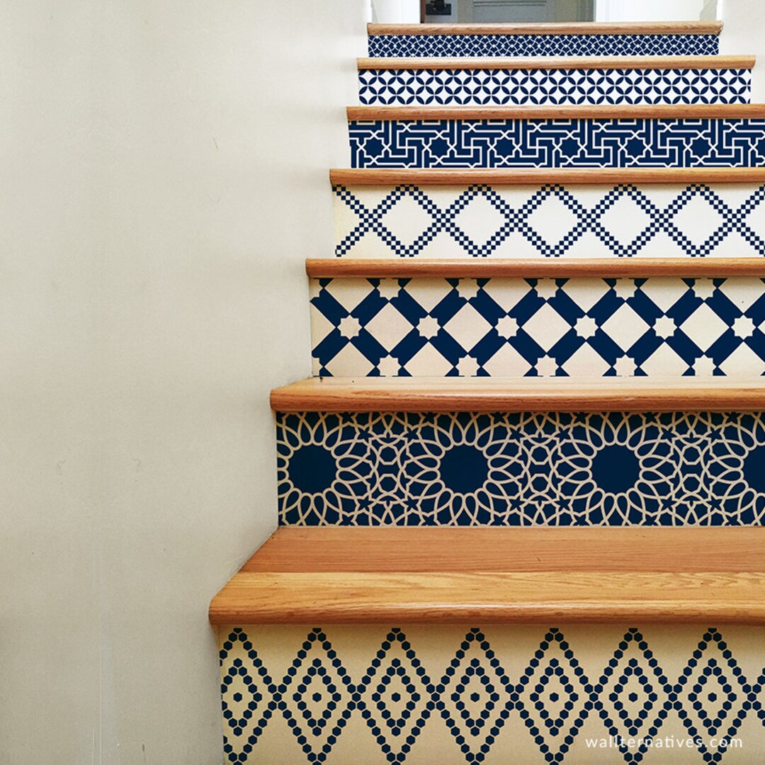 Blue Moroccan Removable Stair Riser Decals - Etsy