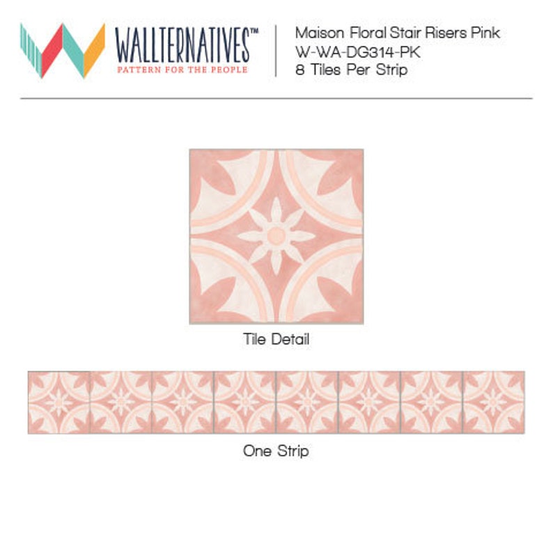 Pink Maison Tile Removable Stair Riser Decals - Etsy