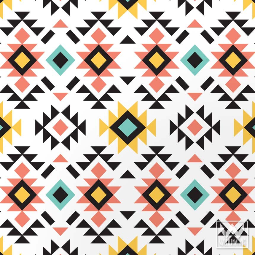 Aztec Wall Pattern Modern Wallpaper Removable, Reusable, Repositionable ...