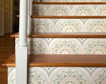 Pink Maison Tile Removable Stair Riser Decals - Etsy