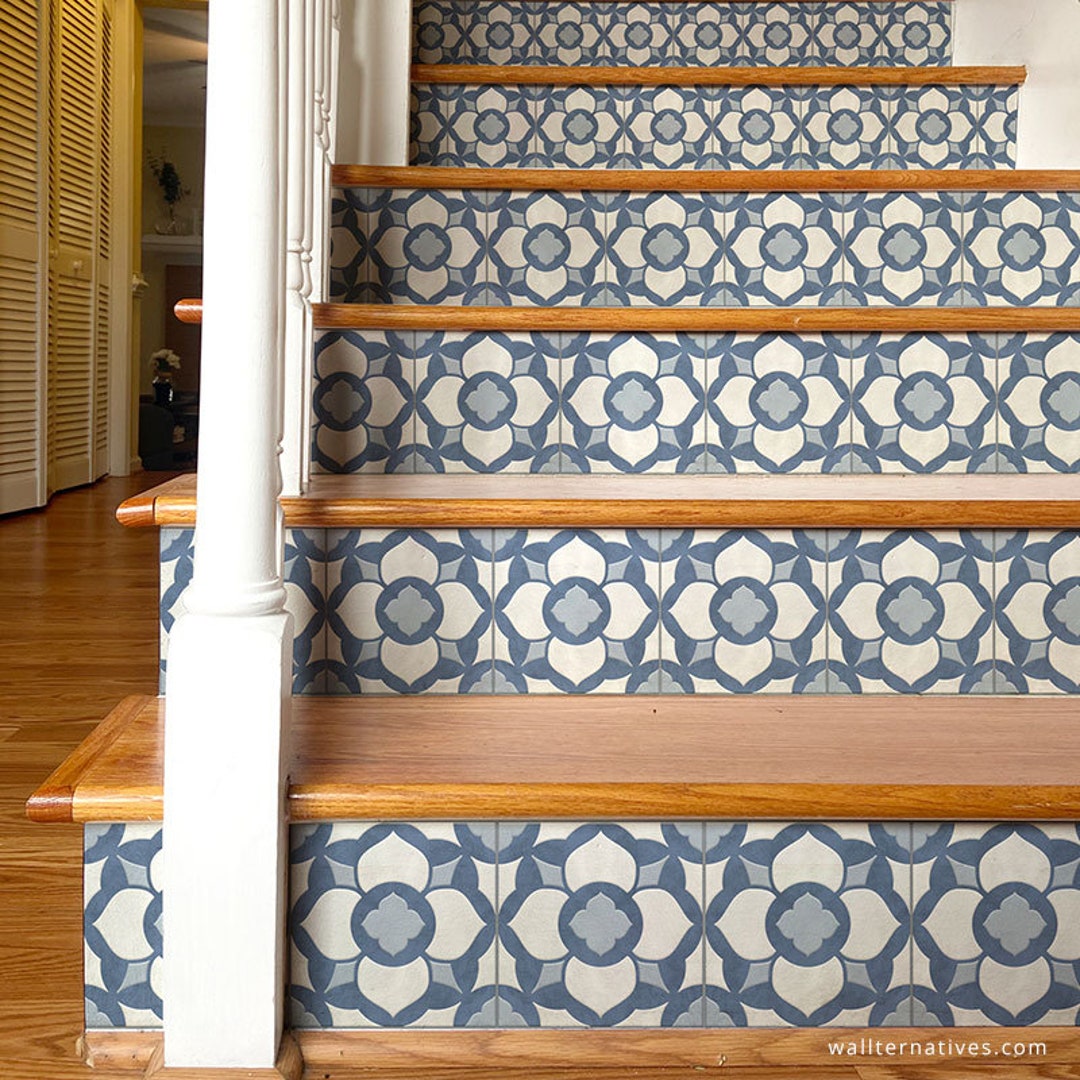 Blue Duomo Tile Removable Stair Riser Decals - Etsy