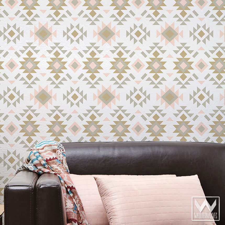 Aztec Wall Pattern Modern Wallpaper Removable Reusable - Etsy