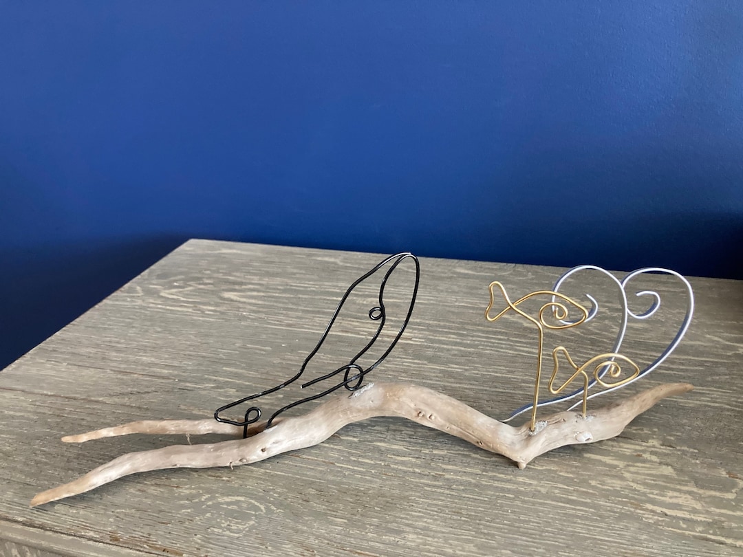 By the Sea...whale, Fish and Waves Wire Art Sculpture on Driftwood - Etsy