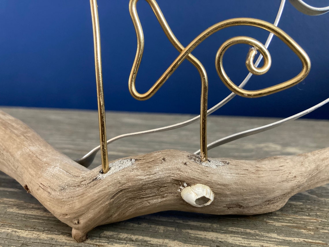 By the Sea...whale, Fish and Waves Wire Art Sculpture on Driftwood - Etsy