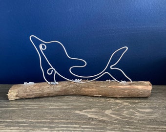 Pink Flamingo Wire Art Sculpture on Driftwood - Etsy