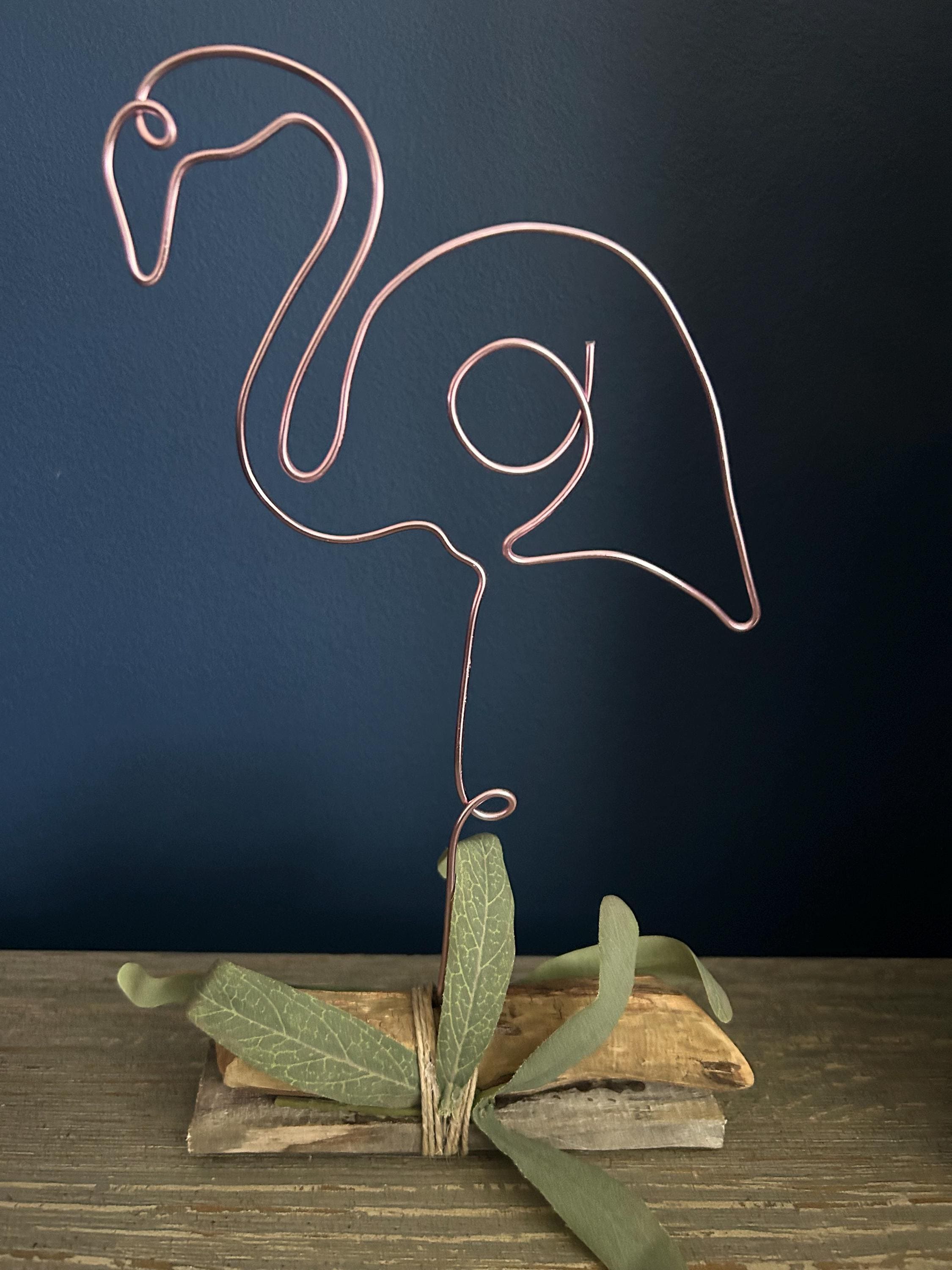 Pink Flamingo Wire Art Sculpture on Driftwood - Etsy